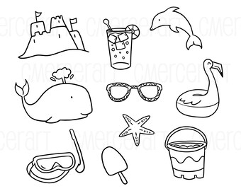 Summer Clipart Digital Download Tropical Beach Vacation Bundle - Etsy