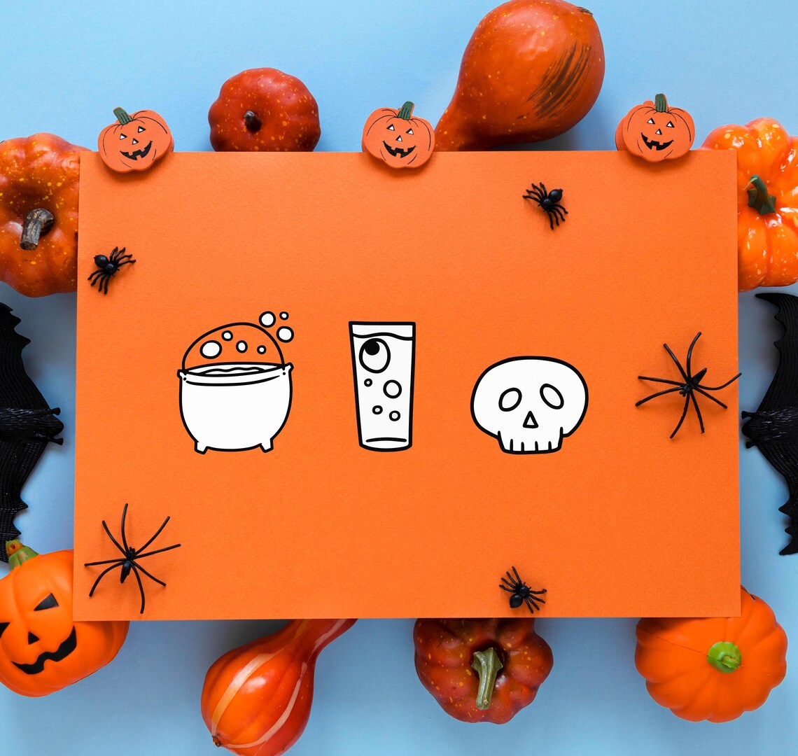 Cute Halloween Doodle Bundle, Halloween Clipart, Black Cat, Pumpkin Svg ...