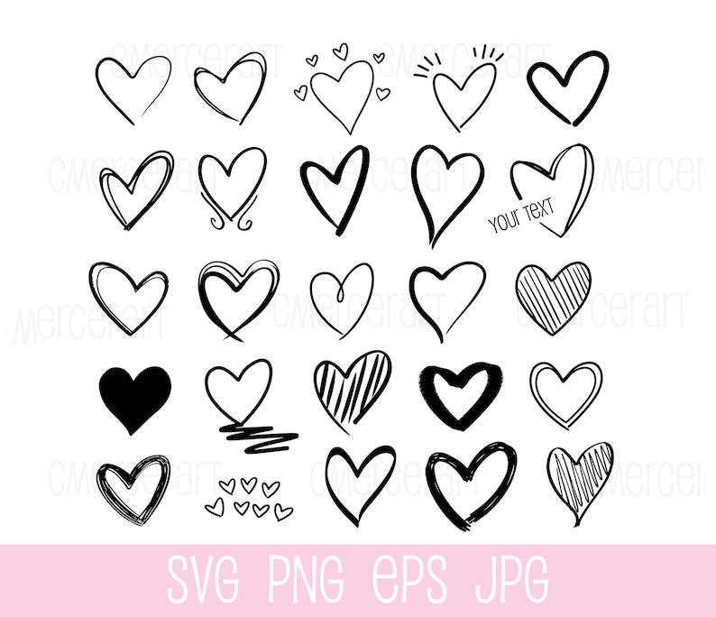 Love Heart Svg Heart Svg Bundle Hand Drawn Heart Svg Doodle - Etsy