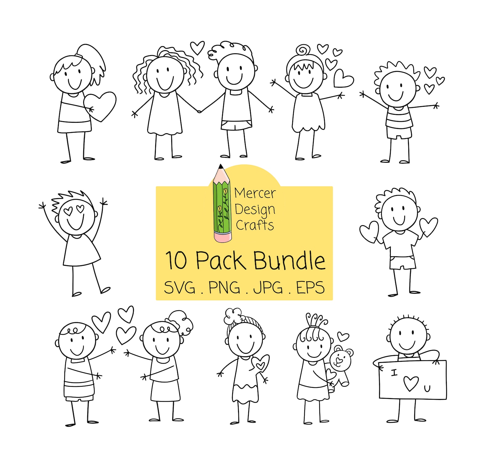 Stick Figure Bundle Svg, Stick People Svg, Stick Figure Clipart, Love ...