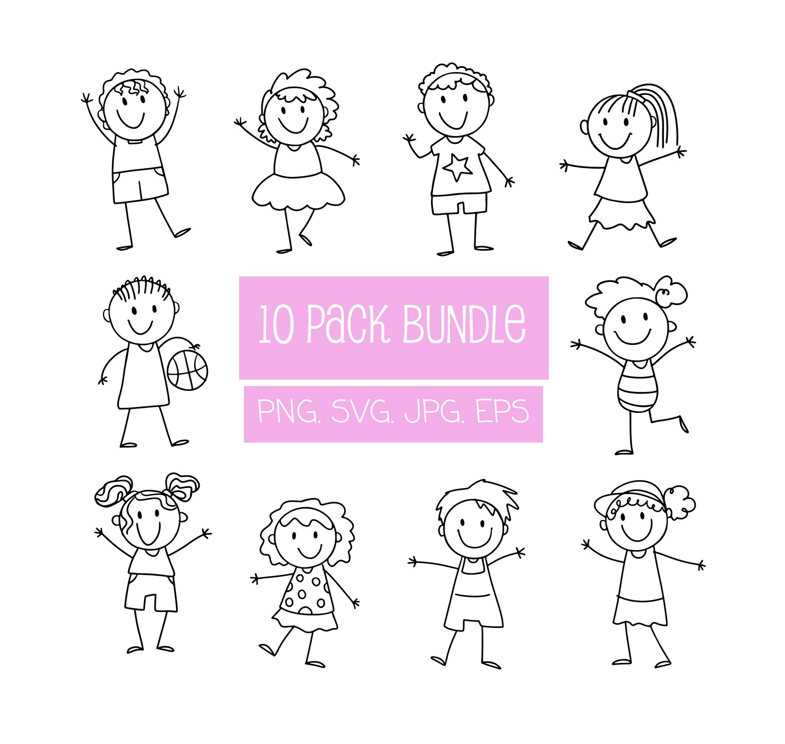 Stick Figures Svg Stick People Svg Stick Figure Bundle - Etsy