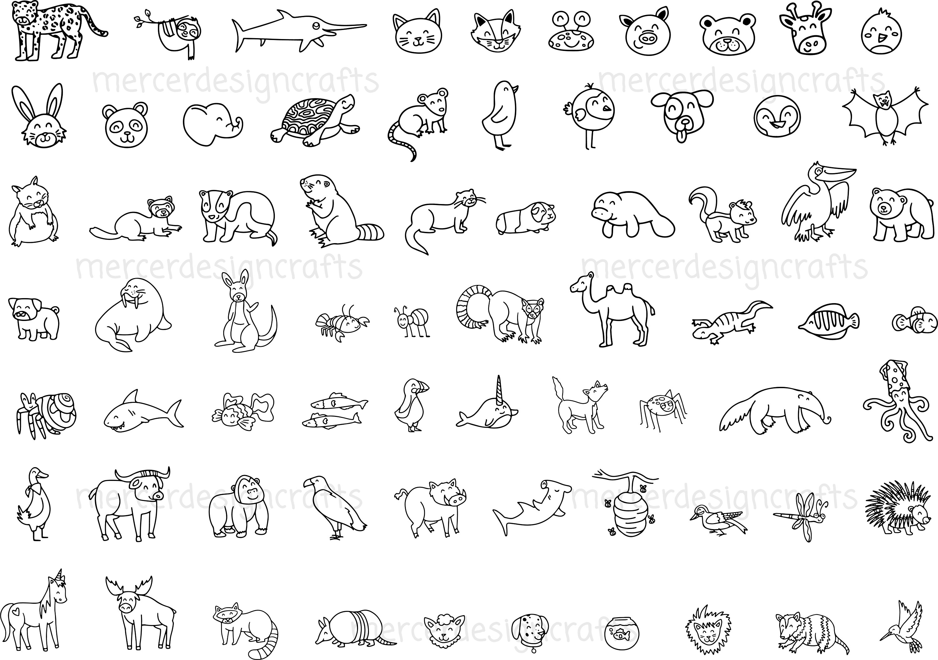 Animal Doodle SVG Bundle Animal Svg Doodle Svg Cute Animal - Etsy