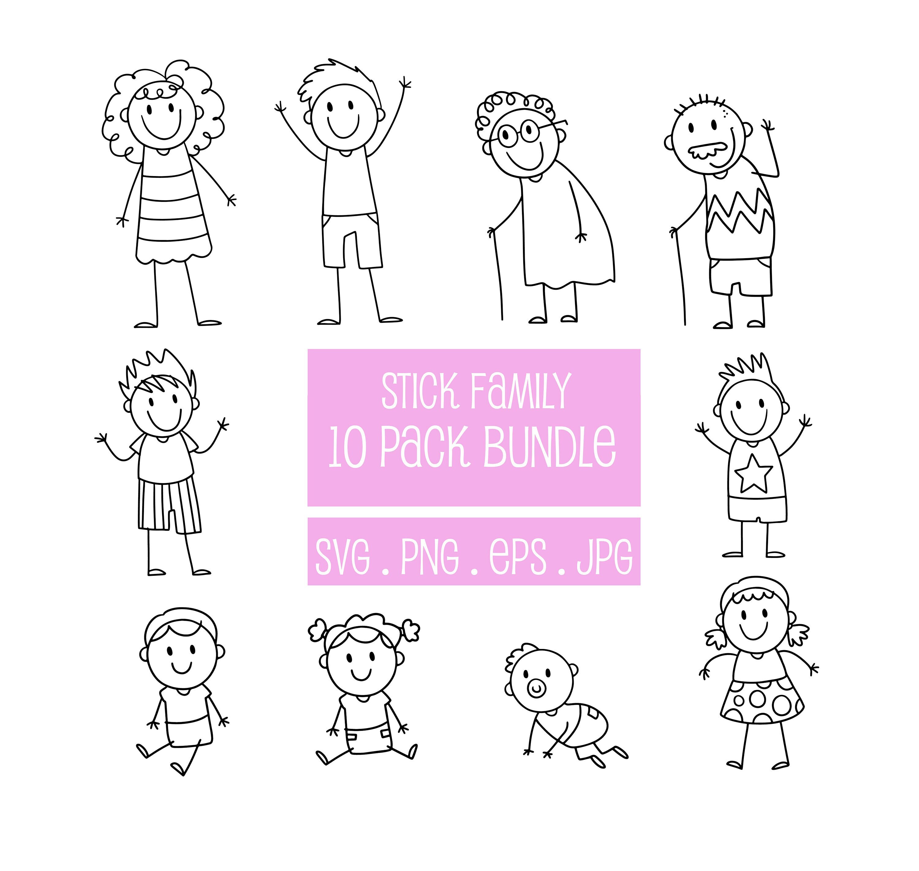 Stick Figure Family Svg for Cut File Stick People Svg Stick - Etsy UK