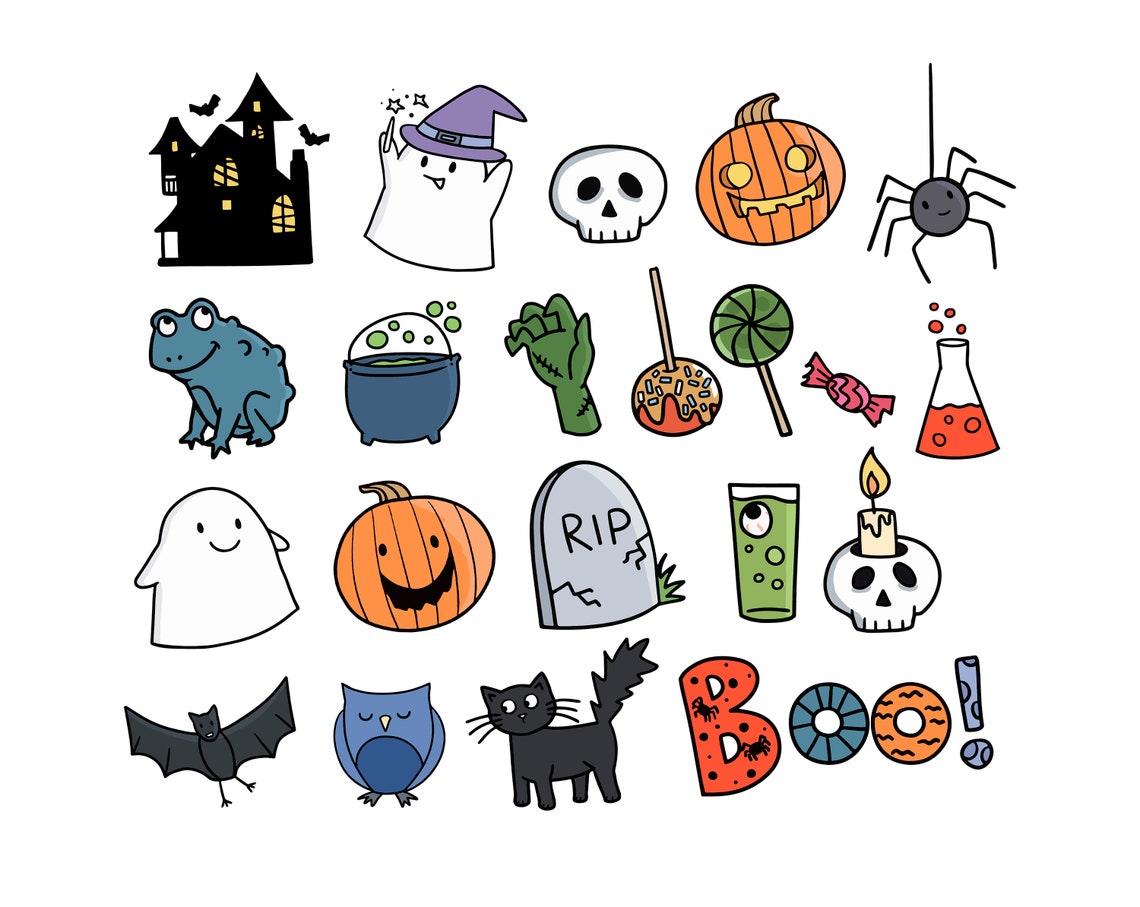 Cute Halloween Clipart Bundle, Halloween Clipart, Kids Clipart Png ...