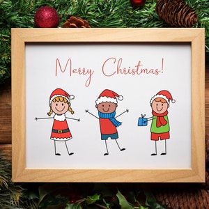 Stick Figure Bundle, Christmas Clipart, Stick Figure Kids, Stick Figure ...