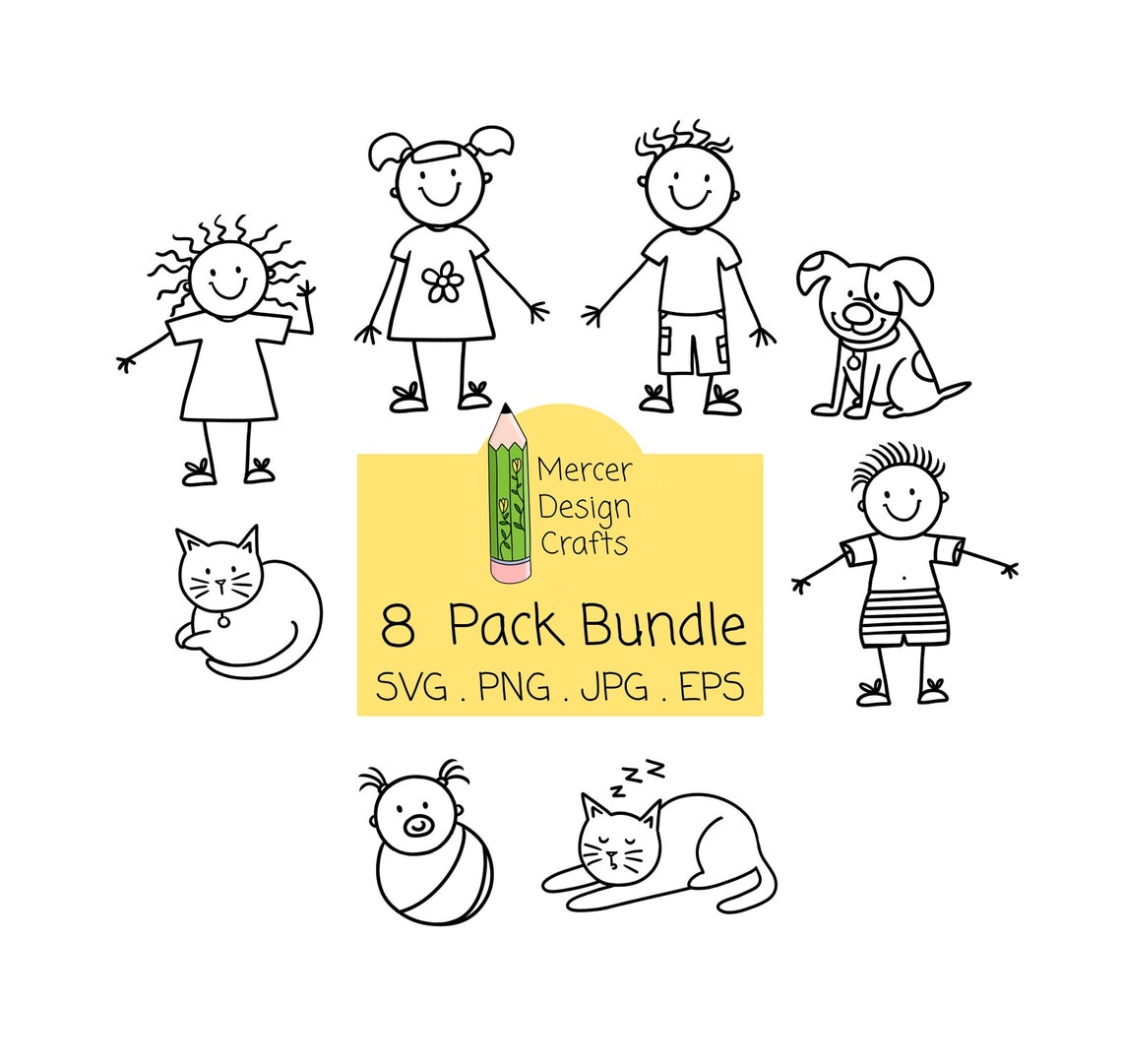 Stick People Svg, Stick Figure Family Svg Clipart Bundle, Stick People ...