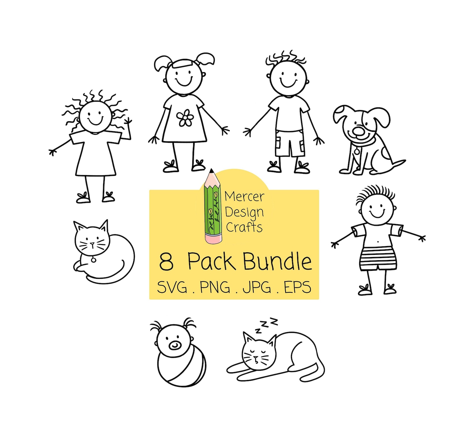 Stick People Svg, Stick Figure Family Svg Clipart Bundle, Stick People ...