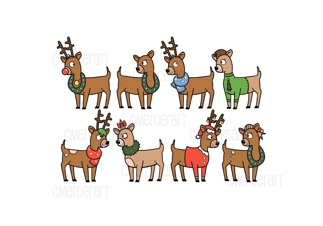 Christmas Reindeer Clipart Rudolf Clipart Printable PNG - Etsy