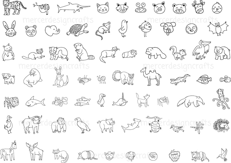 Animal Doodle SVG Bundle Animal Svg Doodle Svg Cute Animal - Etsy