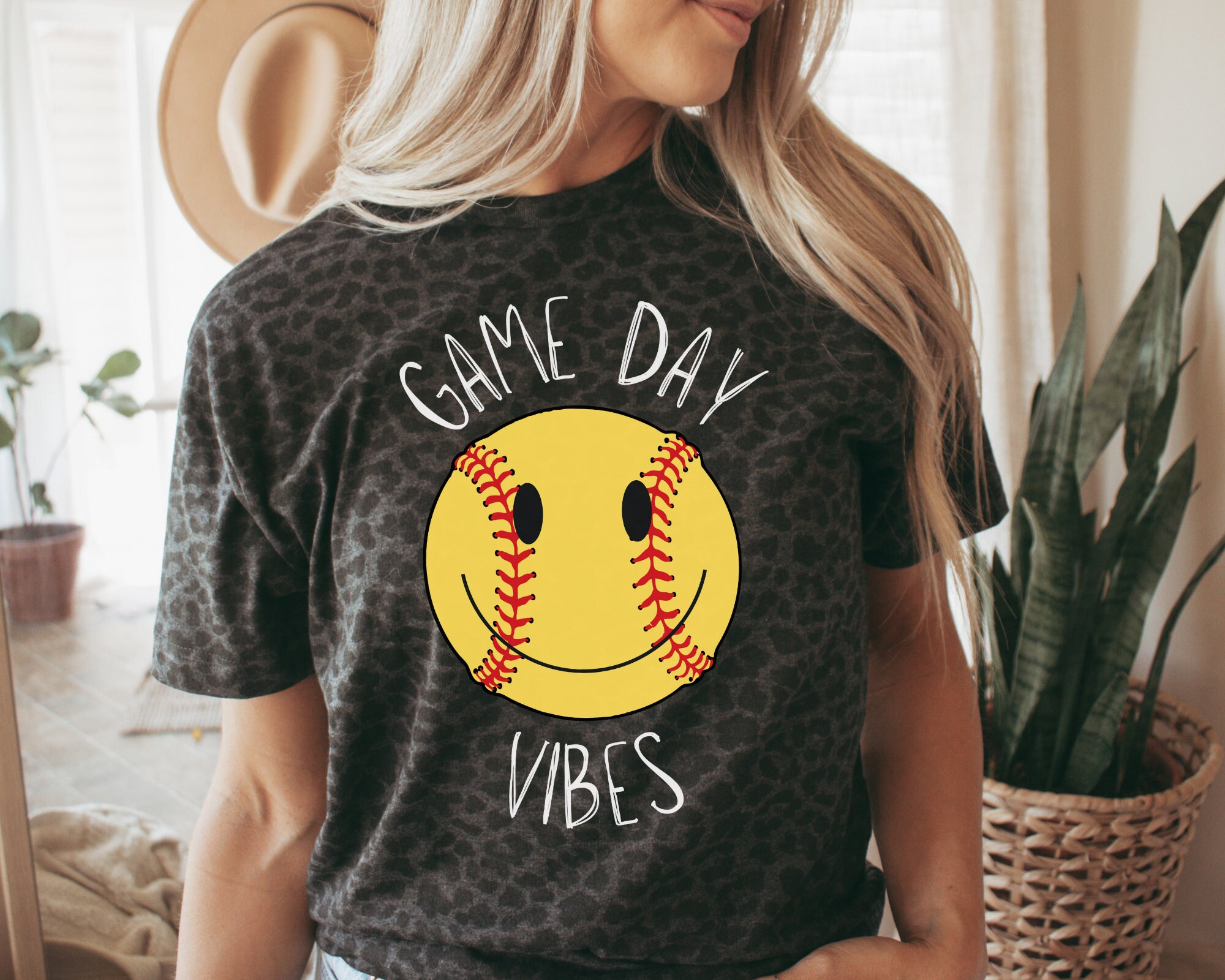 Smiley Face Game Day Vibes Softball PNG - Etsy