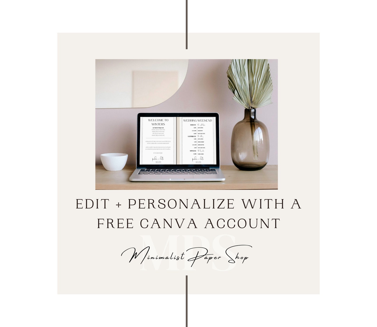 Modern Wedding Welcome Card & Events Schedule Template (digital ...