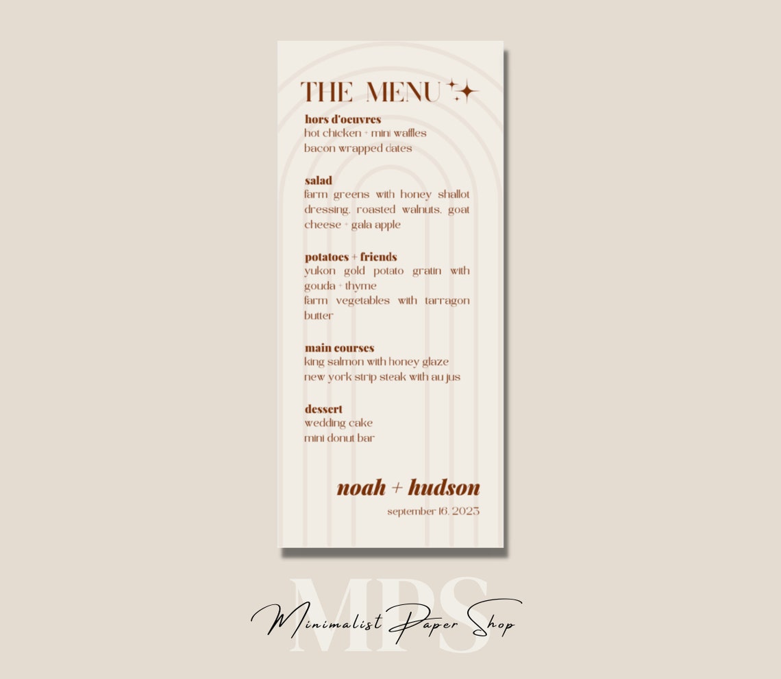 Boho Wedding Food Menu Template | Wedding Menu | Printable DIY Wedding ...