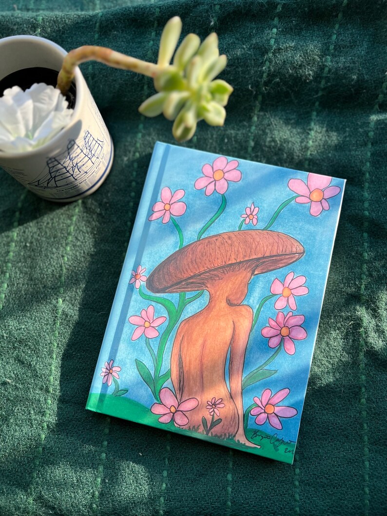 Green Frog & Mushroom Head Art on Journal | Fairy Aesthetic | Daily ...