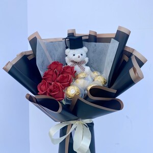 Graduation Bear Bouquet Graduation Flower Bouquet for Guy Graduation ...