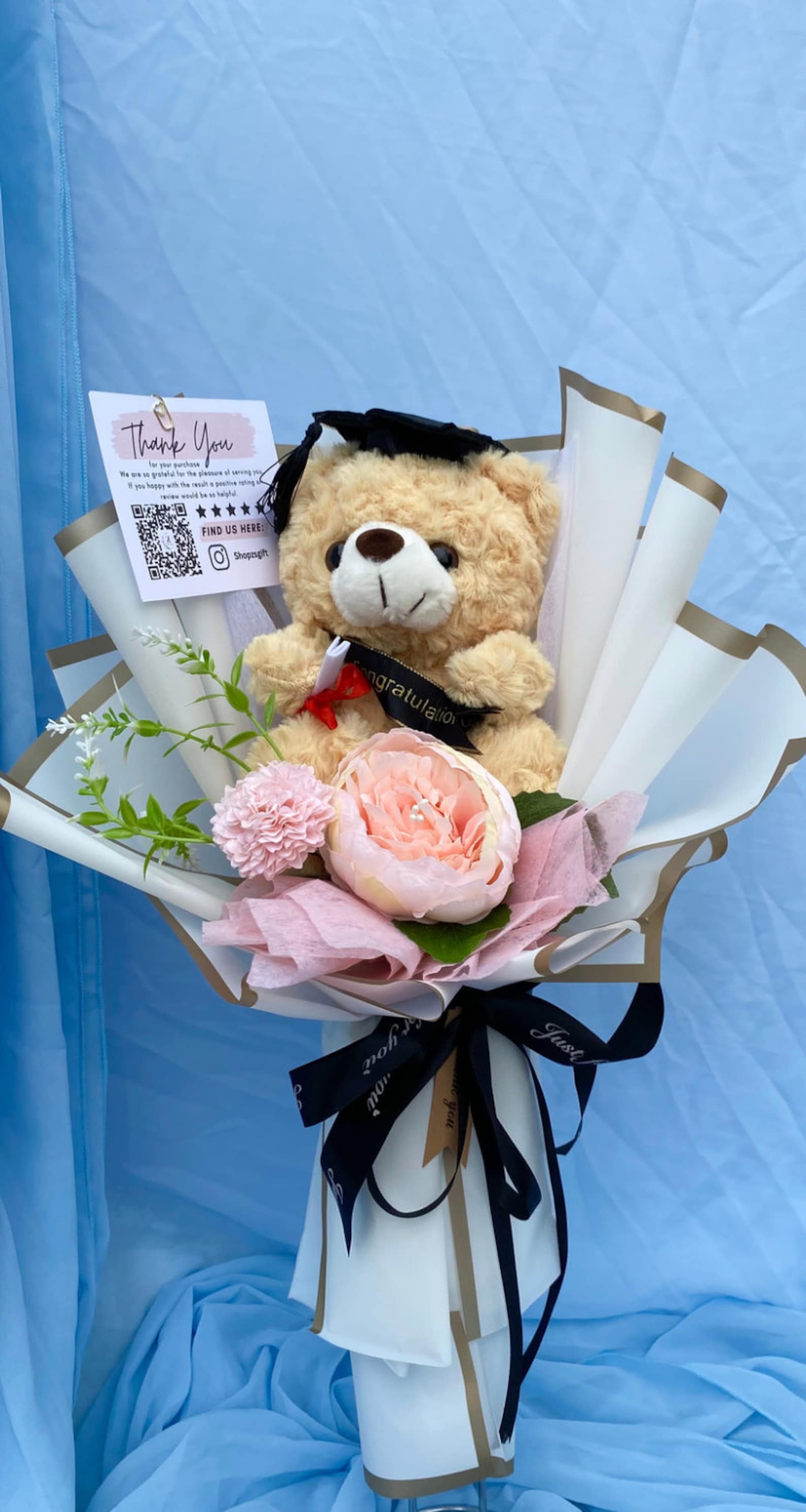 Graduation Flower Bear Bouquet Graduation Gift Bear Graduation Bouquet ...