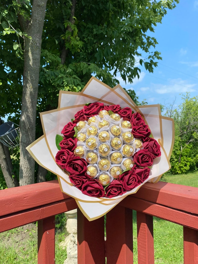 Ferrero Rocher Bouquet Ferrero Rocher Red Rose Bouquet Red - Etsy