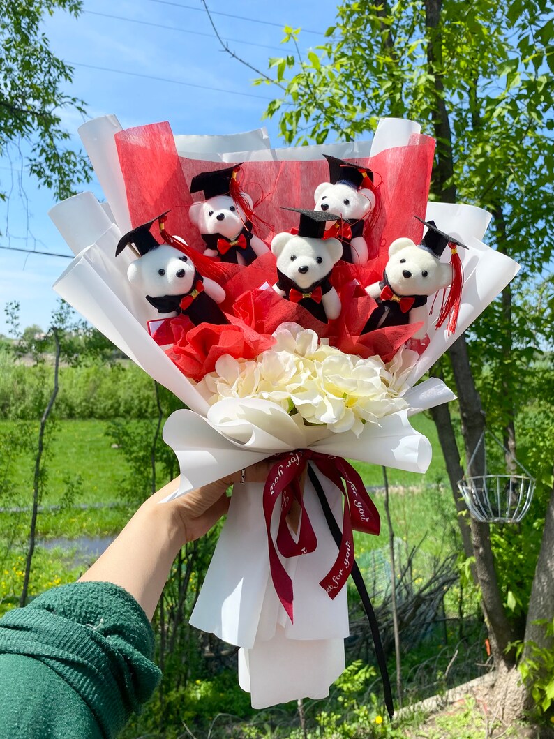 Graduation Bear Flower Bouquet Flower Bear Flower Bouquet - Etsy
