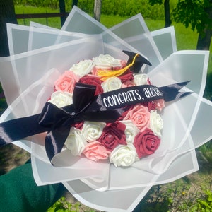 Personalize Pink Rose Graduation Flower Bouquet Graduation Gift - Etsy
