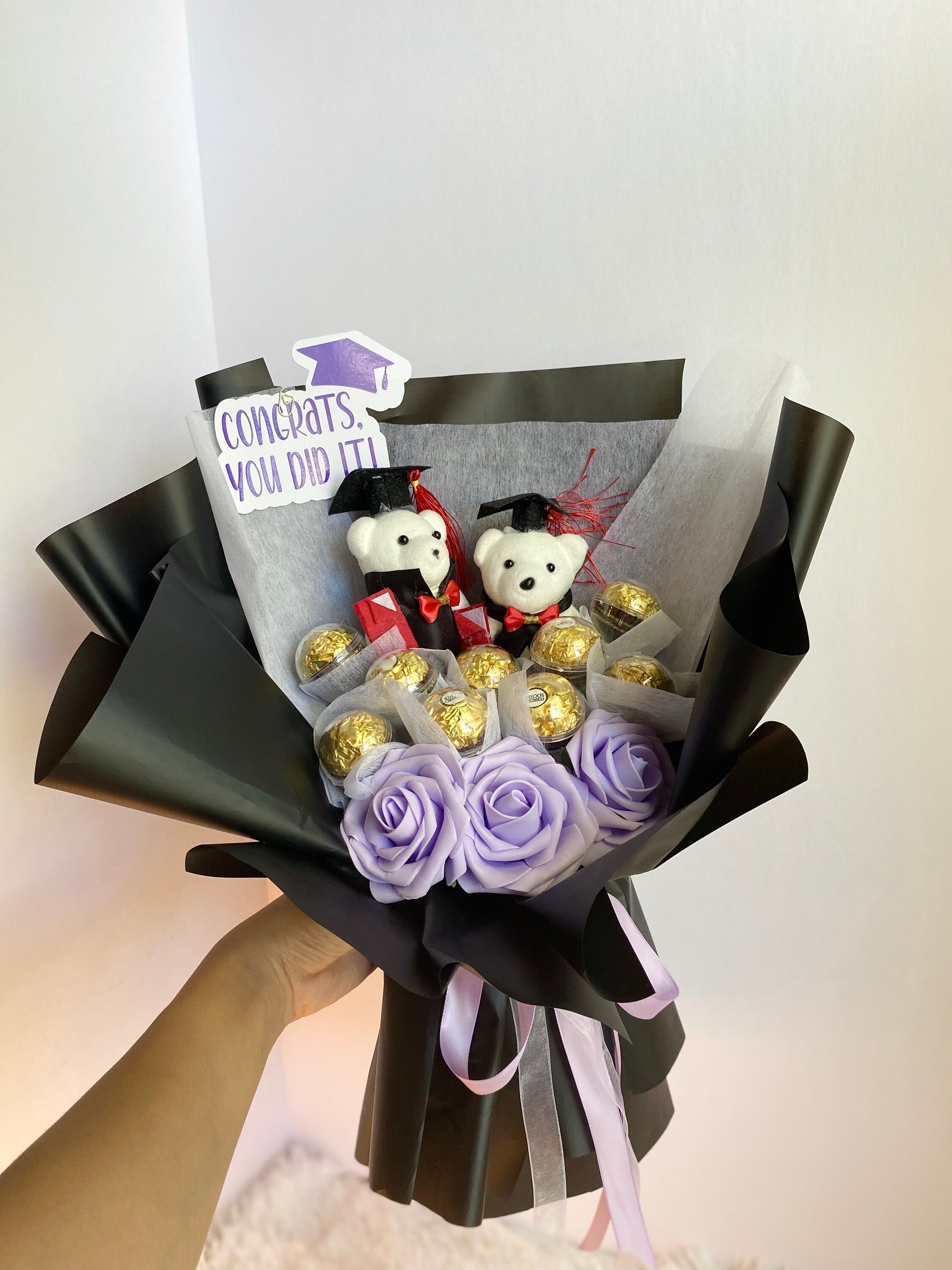 Custom Black Graduation Bear Flower Bouquet Graduation Plush - Etsy