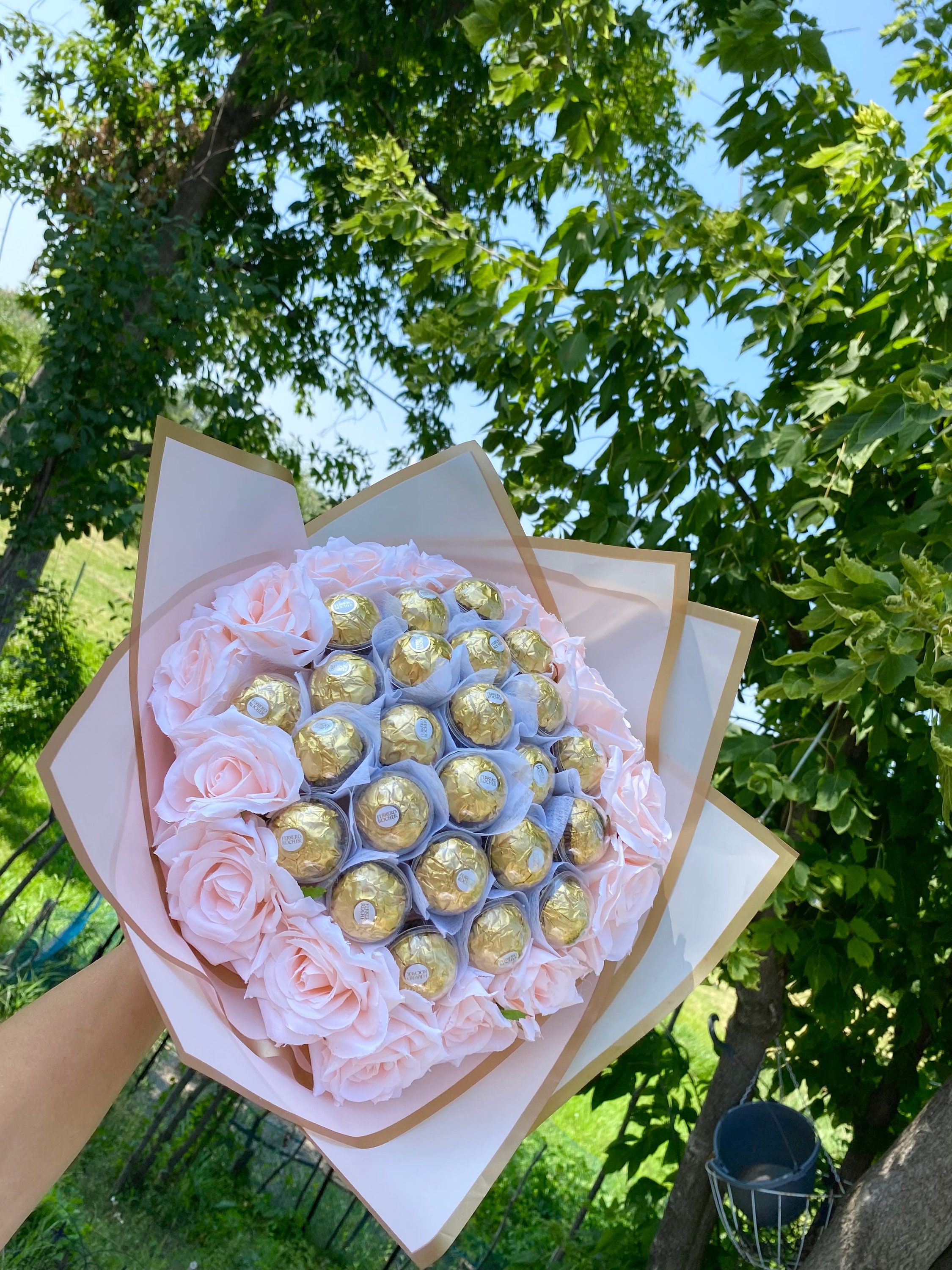 Larger Ferrero Rocher Rose Bouquet Chocolate Pink Rose Gift - Etsy