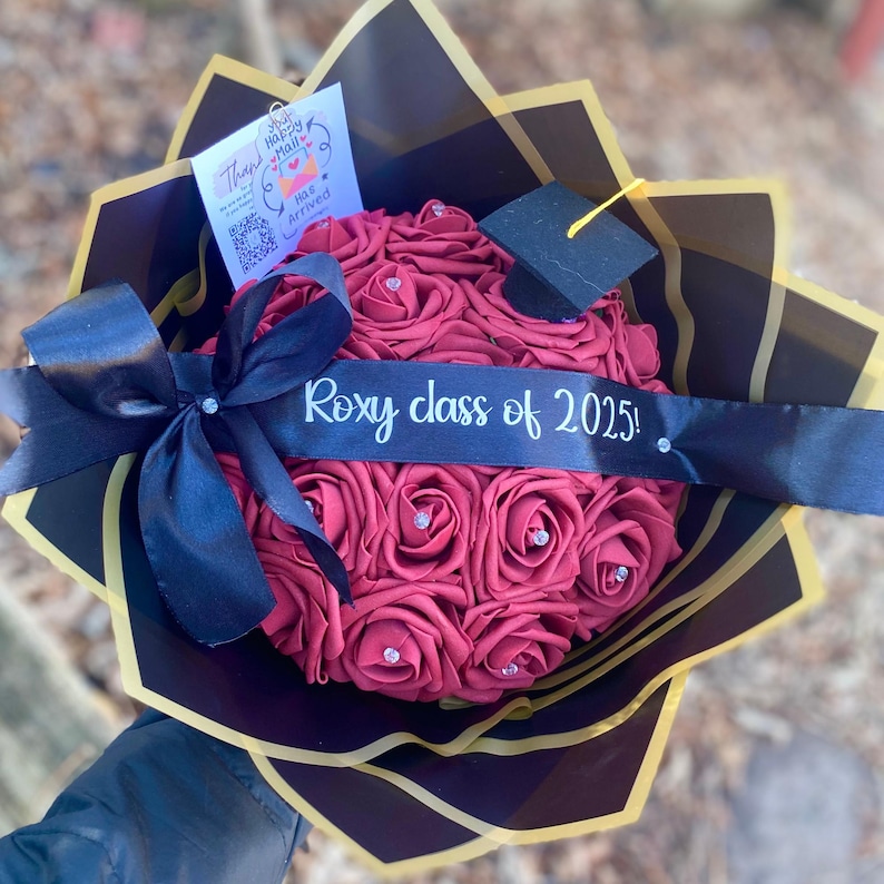 Personalize Red Rose Graduation Bouquet Graduation Gift Personalized ...