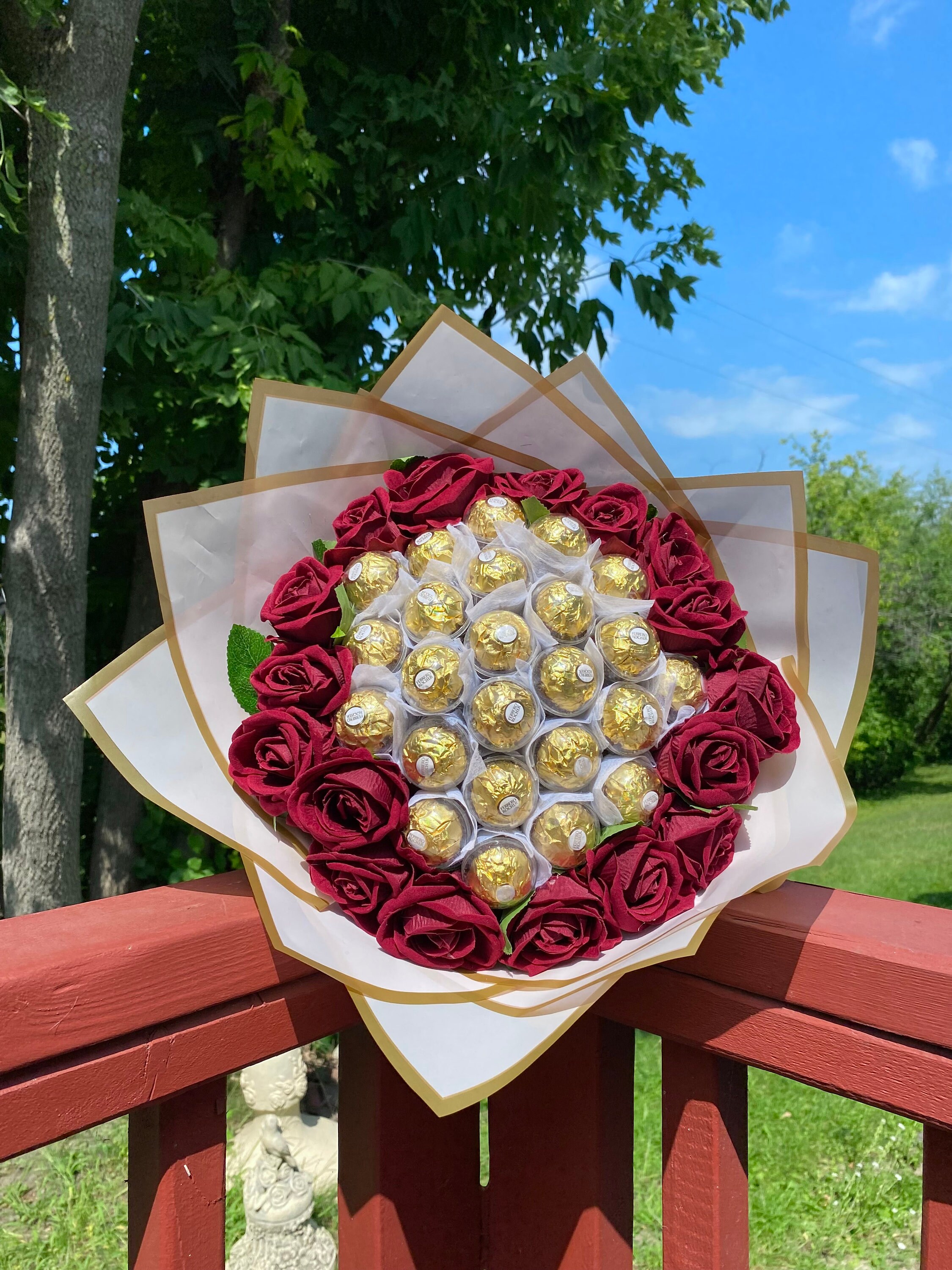Ferrero Rocher Bouquet Ferrero Rocher Red Rose Bouquet Red - Etsy