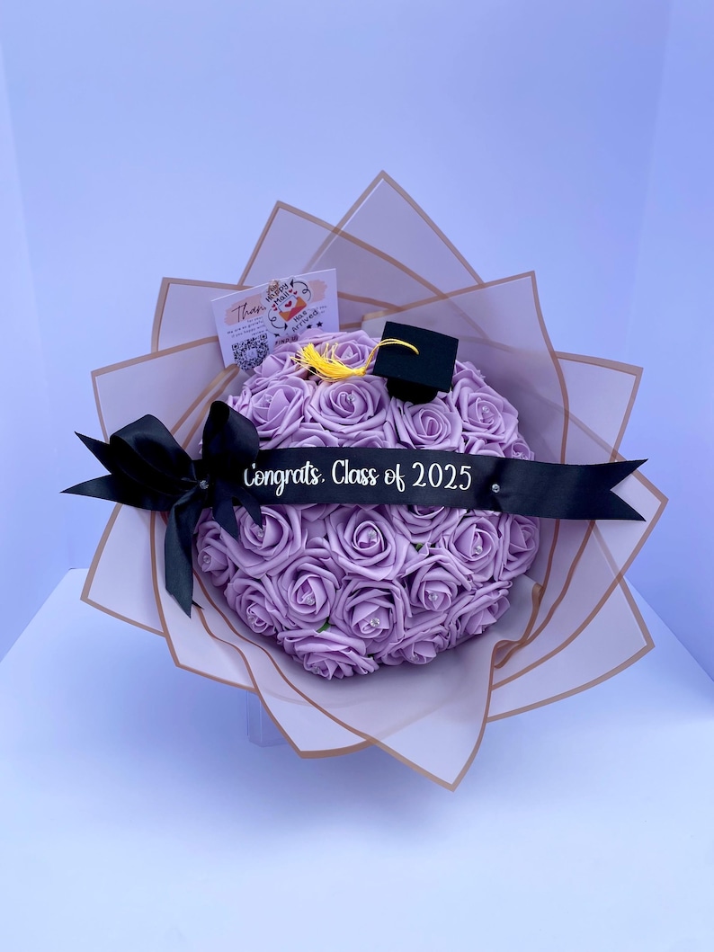 Purple Rose Graduation Flower Gift Graduation Bouquet Graduation ...