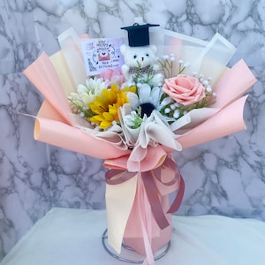 Red Rose Graduation Flower Bouquet Personalized Graduation Gift - Etsy