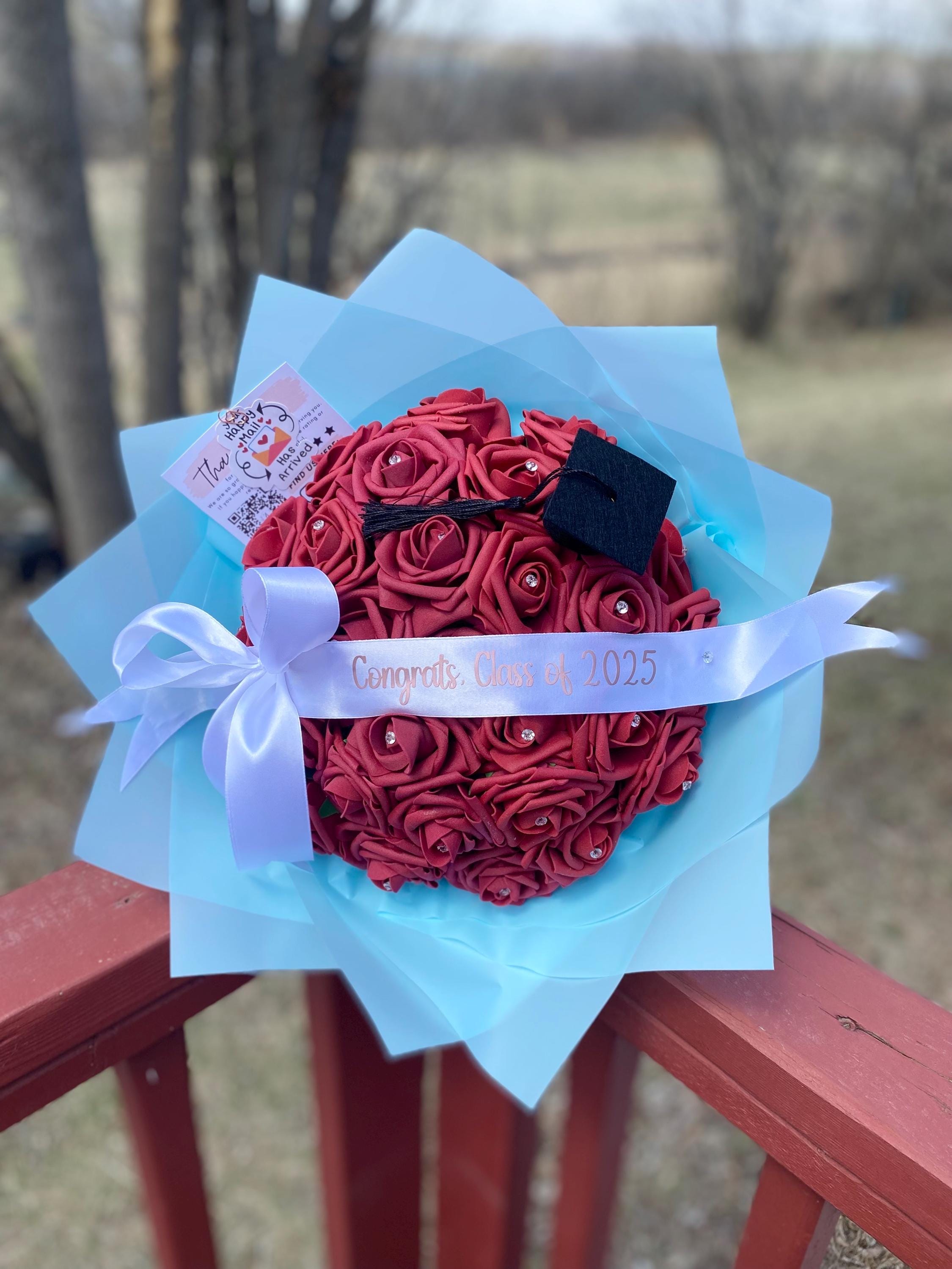 Purple Rose Graduation Flower Gift Graduation Bouquet Graduation ...