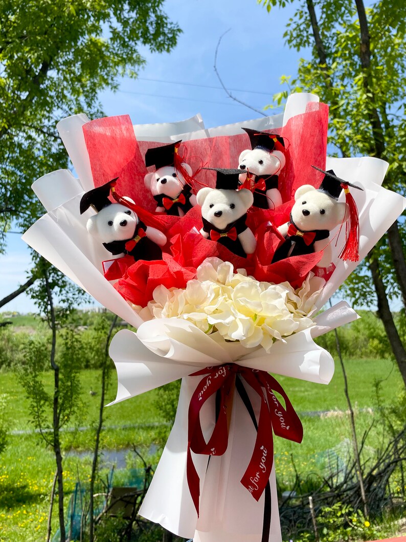 Graduation Bear Flower Bouquet Flower Bear Flower Bouquet - Etsy