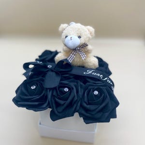 Pink Rose Box With Bear Gift Rose Eternal Rose Engagement Gift Box ...