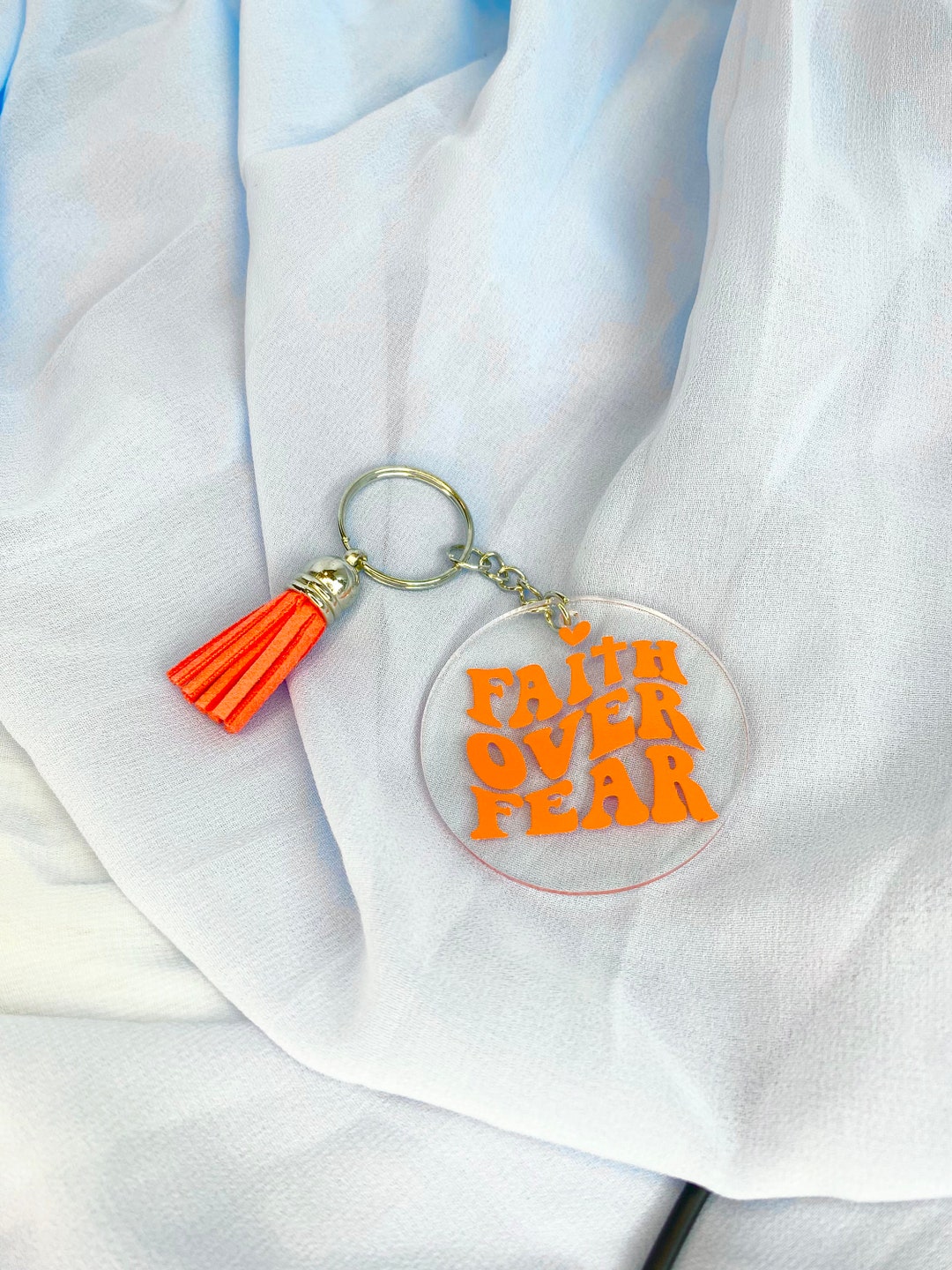Faith Over Fear Keychain for Church Member Gift Jesus Keychain Baptism ...