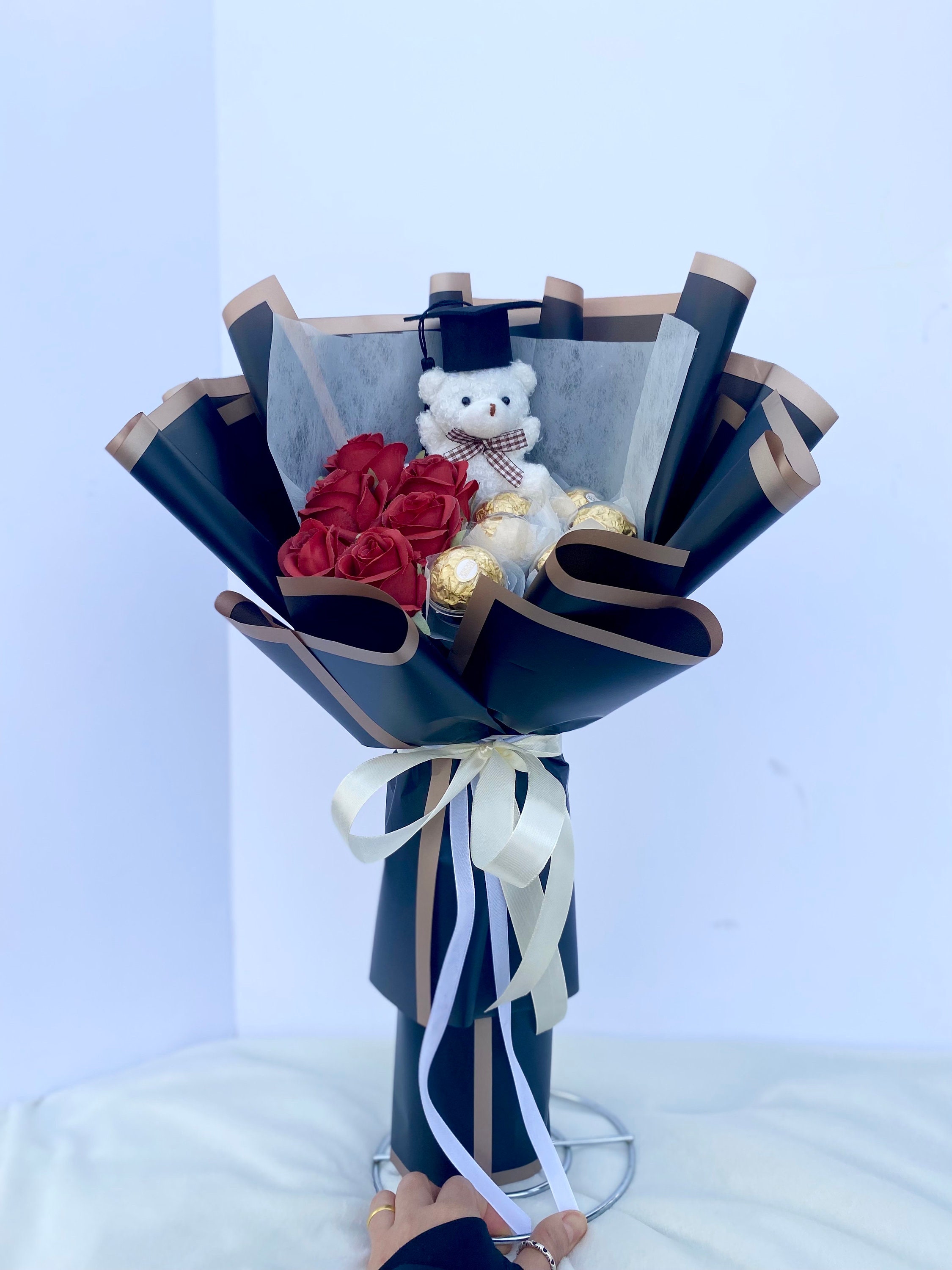 Graduation Bear Bouquet Graduation Flower Bouquet for Guy Graduation ...