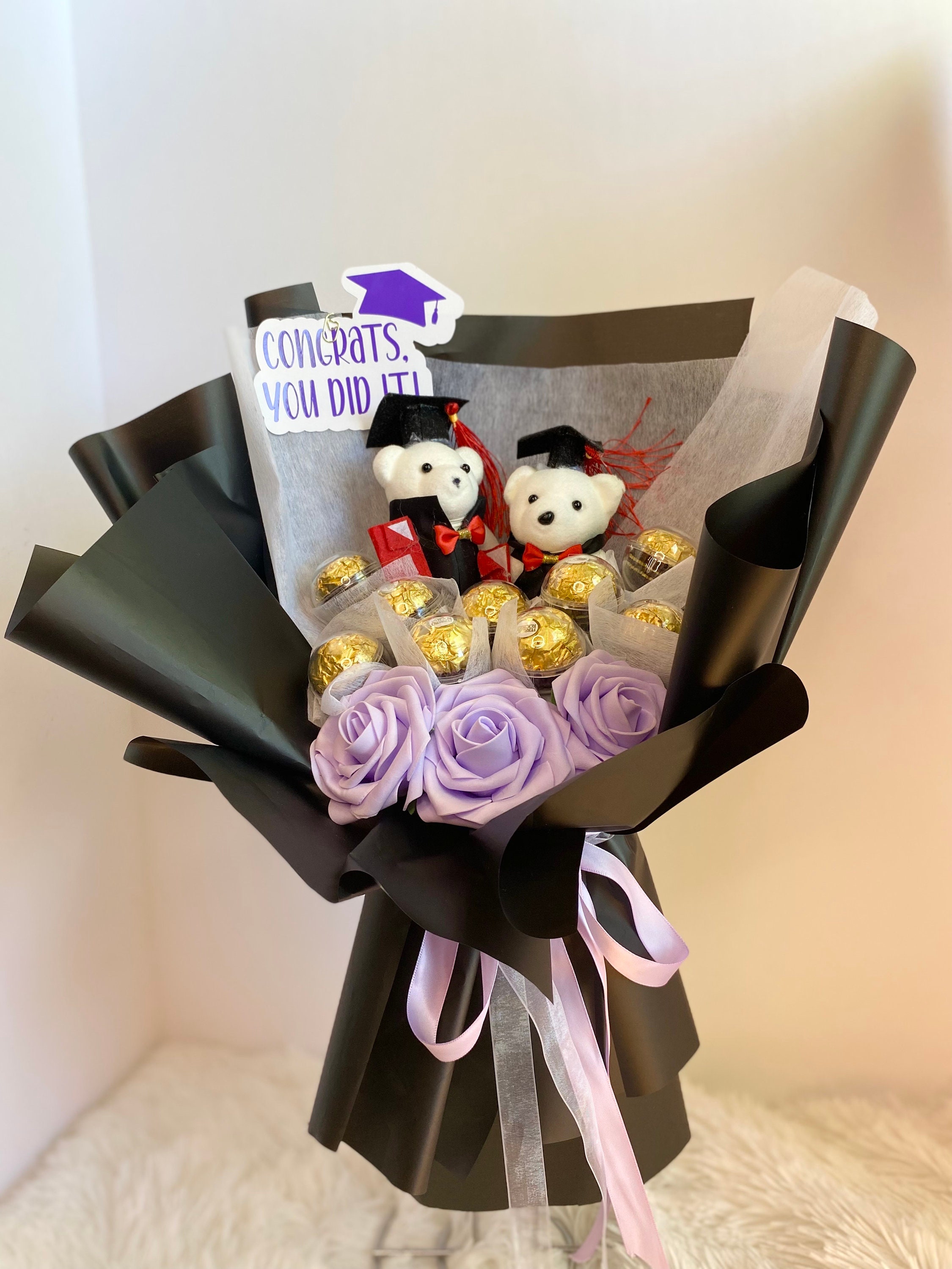 Custom Black Graduation Bear Flower Bouquet Graduation Plush - Etsy