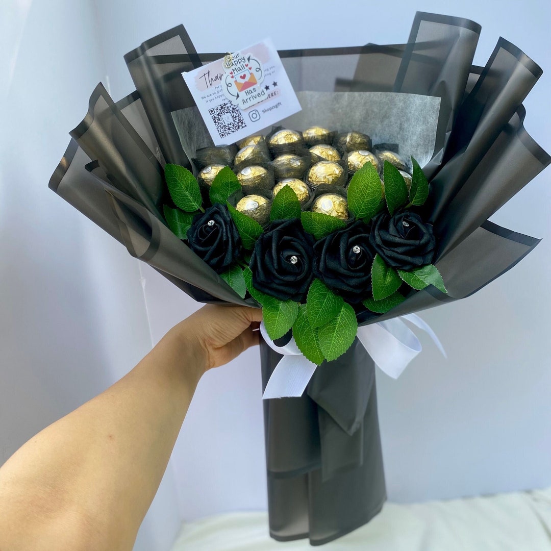 Black Rose Chocolate Bouquet - Etsy