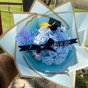 Red Rose Graduation Flower Bouquet Personalized Graduation Gift - Etsy