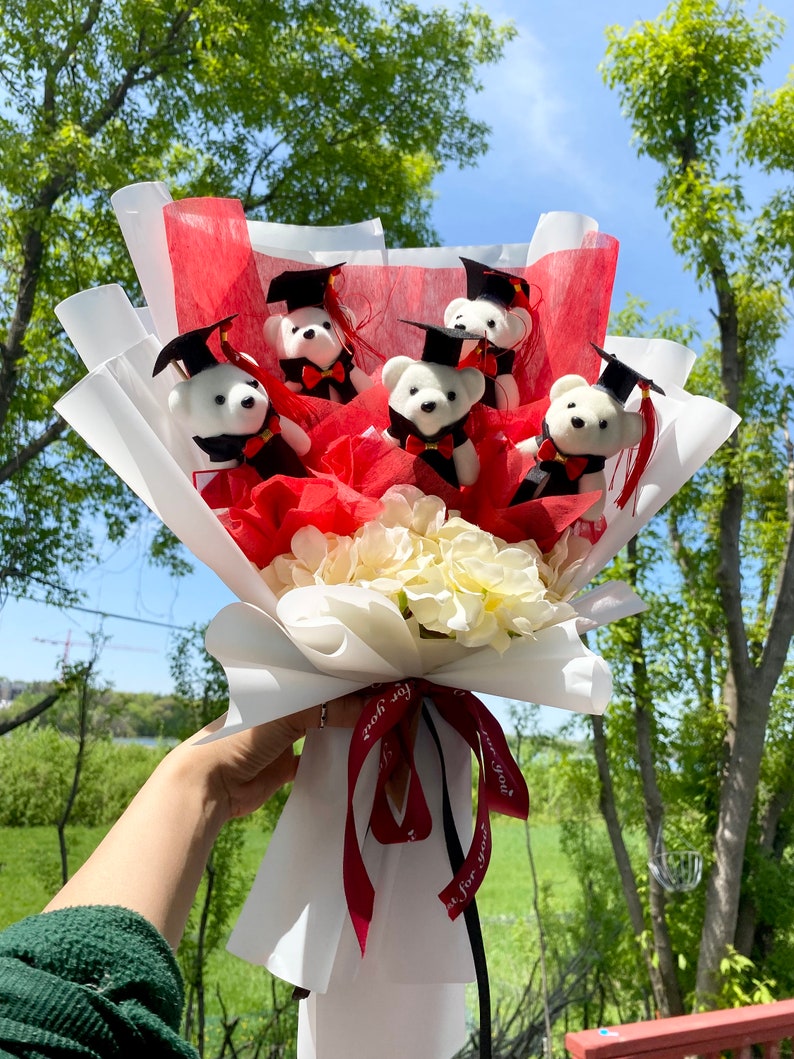 Graduation Bear Flower Bouquet Flower Bear Flower Bouquet - Etsy