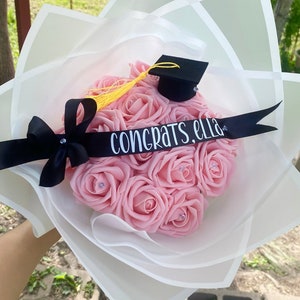 Personalize Pink Rose Graduation Flower Bouquet Graduation Gift - Etsy