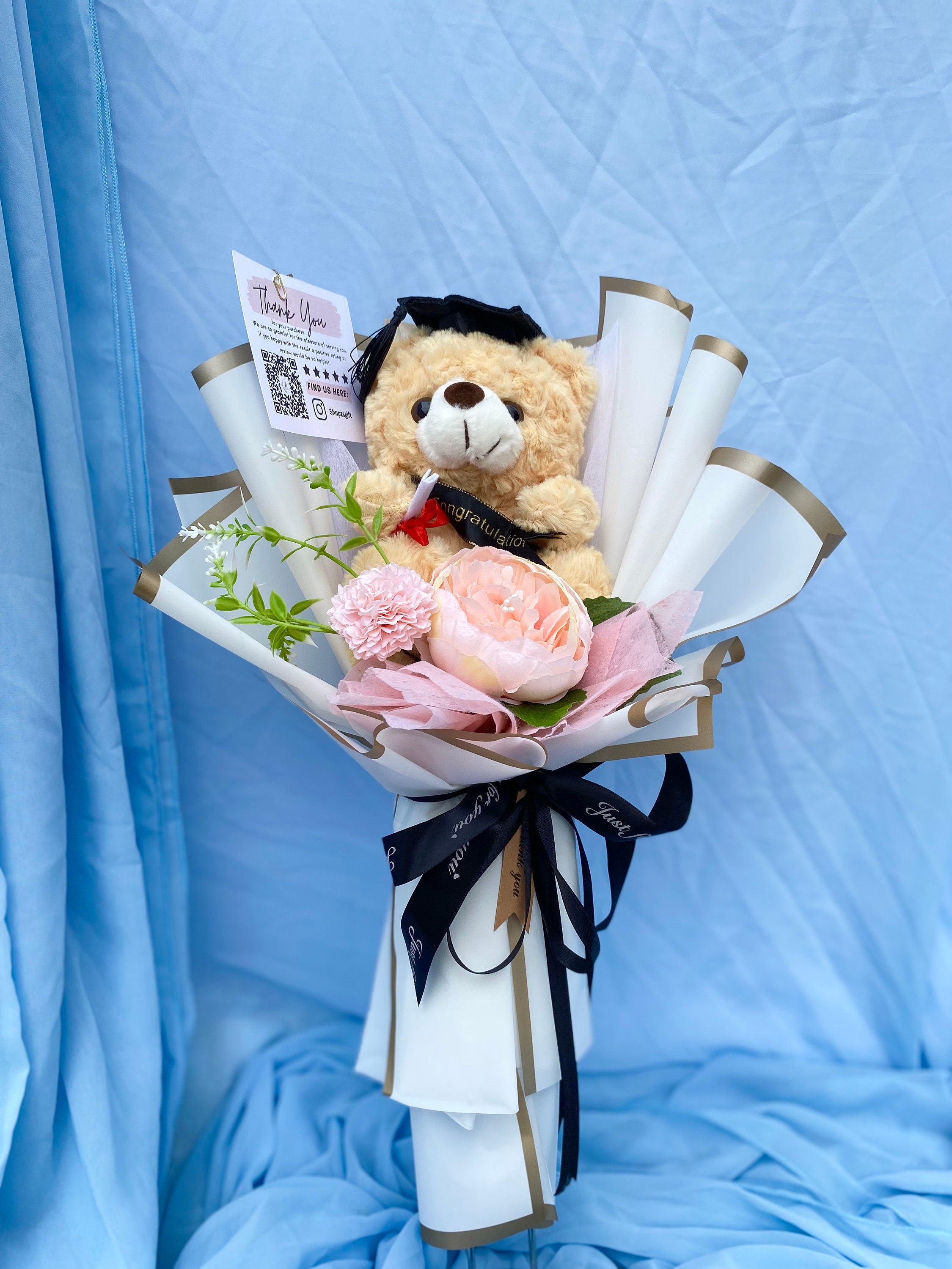 Graduation Flower Bear Bouquet Graduation Gift Bear Graduation Bouquet ...