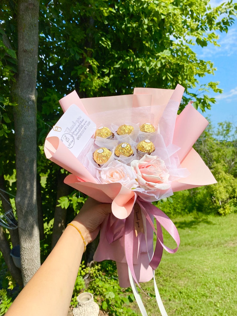 Ferraro Rocher Chocolate Bouquet Chocolate Gift Pink Rosé - Etsy