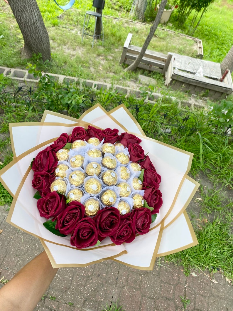 Ferrero Rocher Bouquet Ferrero Rocher Red Rose Bouquet Red Rose Gift ...
