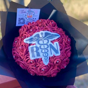 RN Graduation Flower Bouquet Red Rose Nurse Graduation Bouquet Register ...