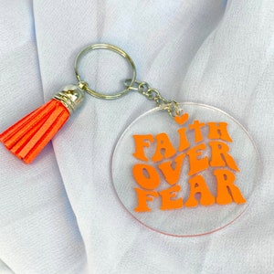 Faith Over Fear Keychain for Church Member Gift Jesus Keychain Baptism ...
