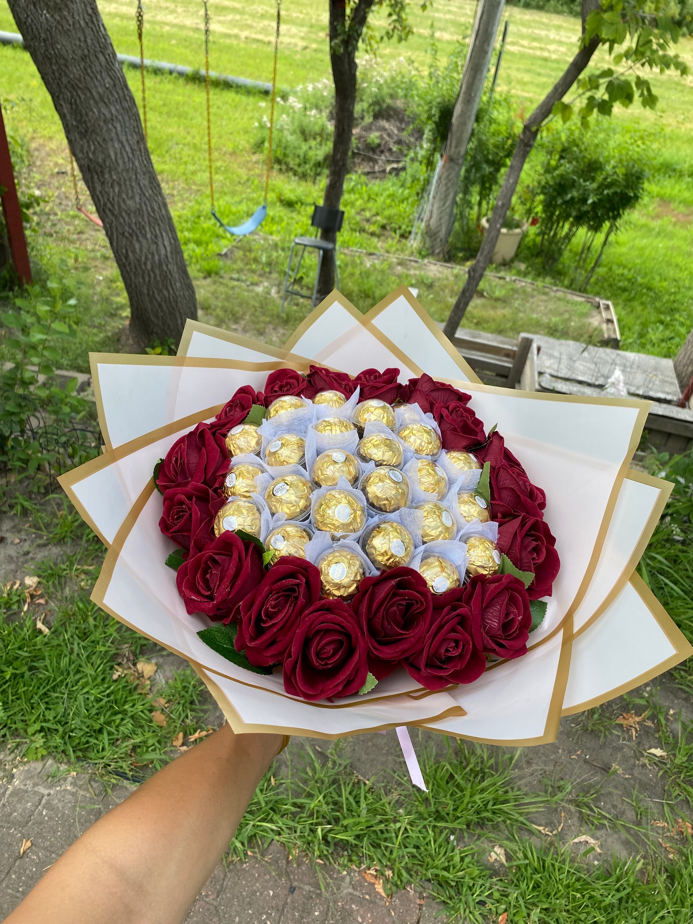 Ferrero Rocher Bouquet Ferrero Rocher Red Rose Bouquet Red Rose Gift ...
