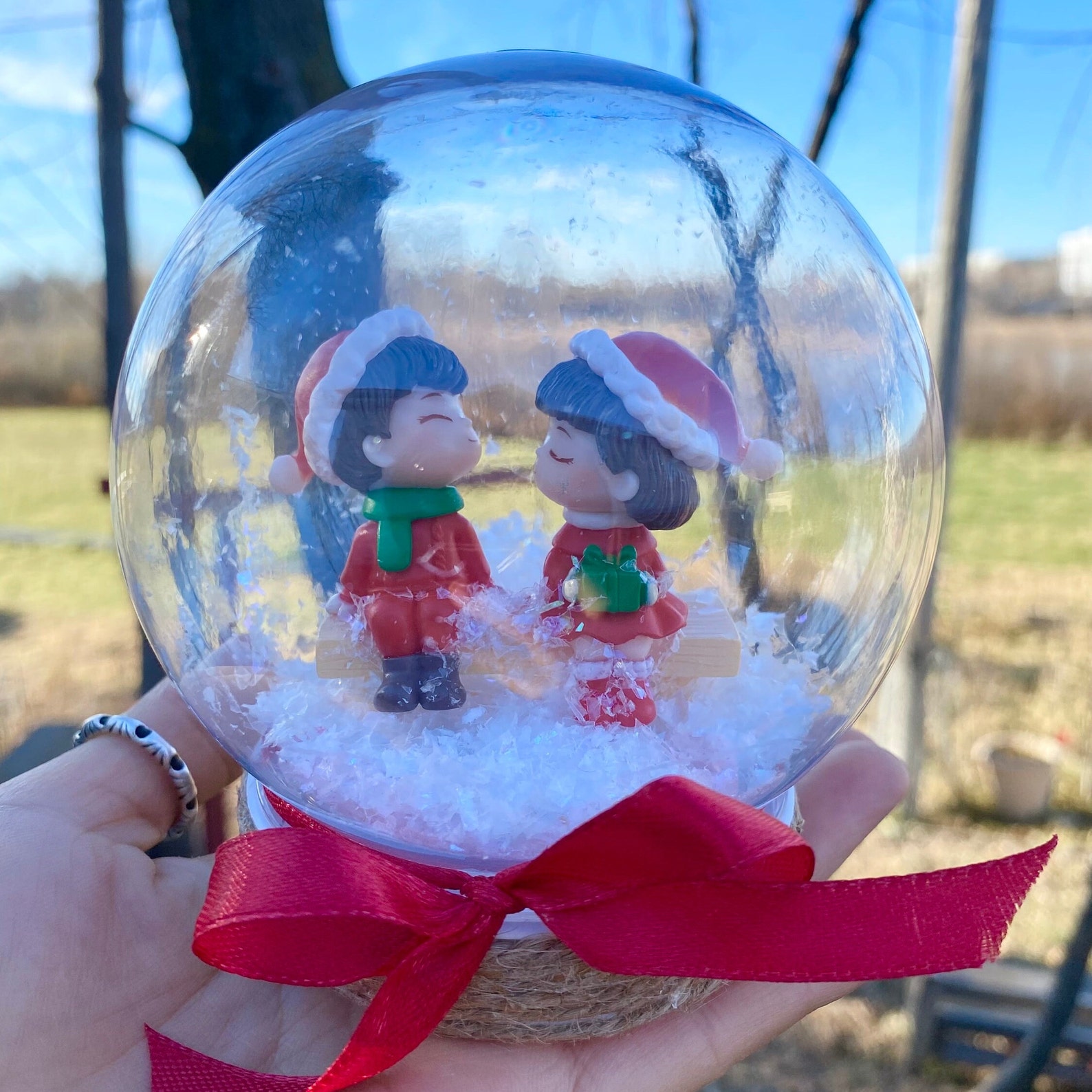 Christmas Couple Snow Globe Gift Romantic 1 Christmas Anniversary Gift ...