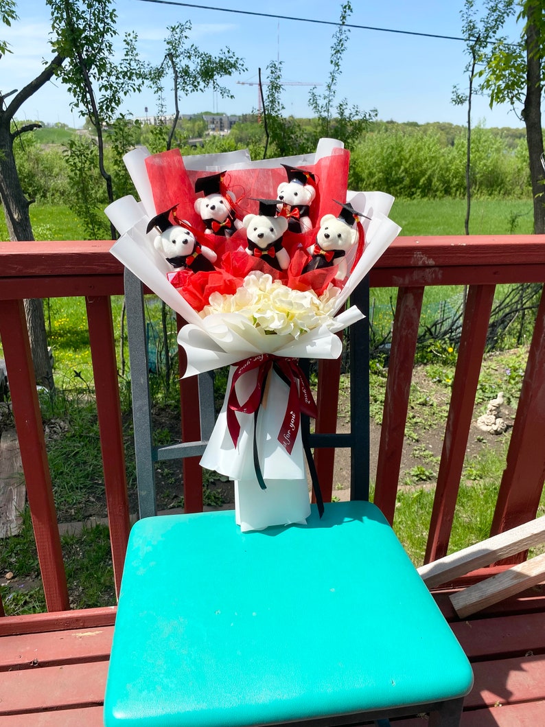 Graduation Bear Flower Bouquet Flower Bear Flower Bouquet - Etsy