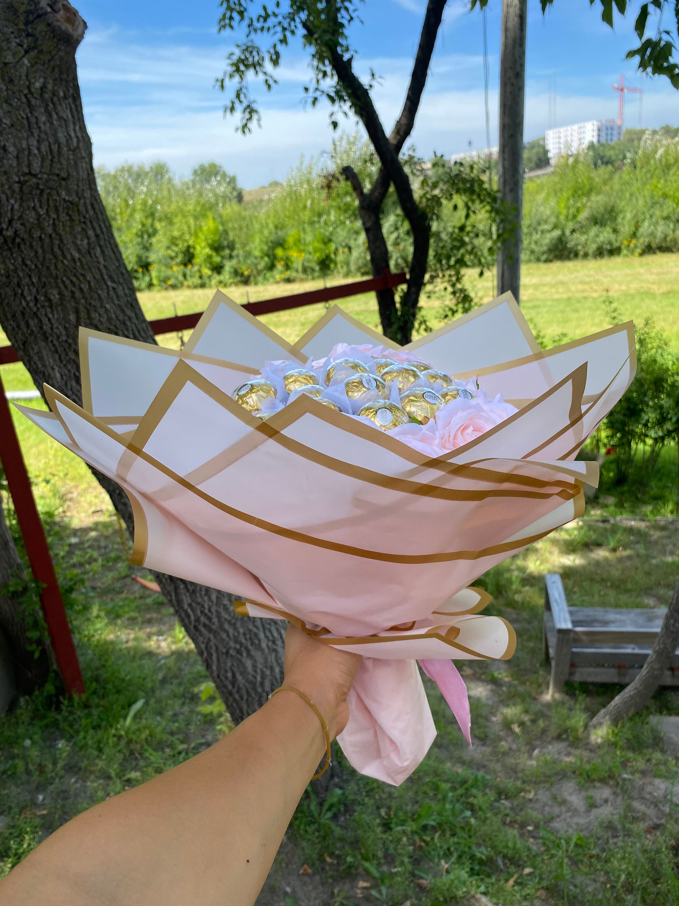 Larger Ferrero Rocher Rose Bouquet Chocolate Pink Rose Gift - Etsy