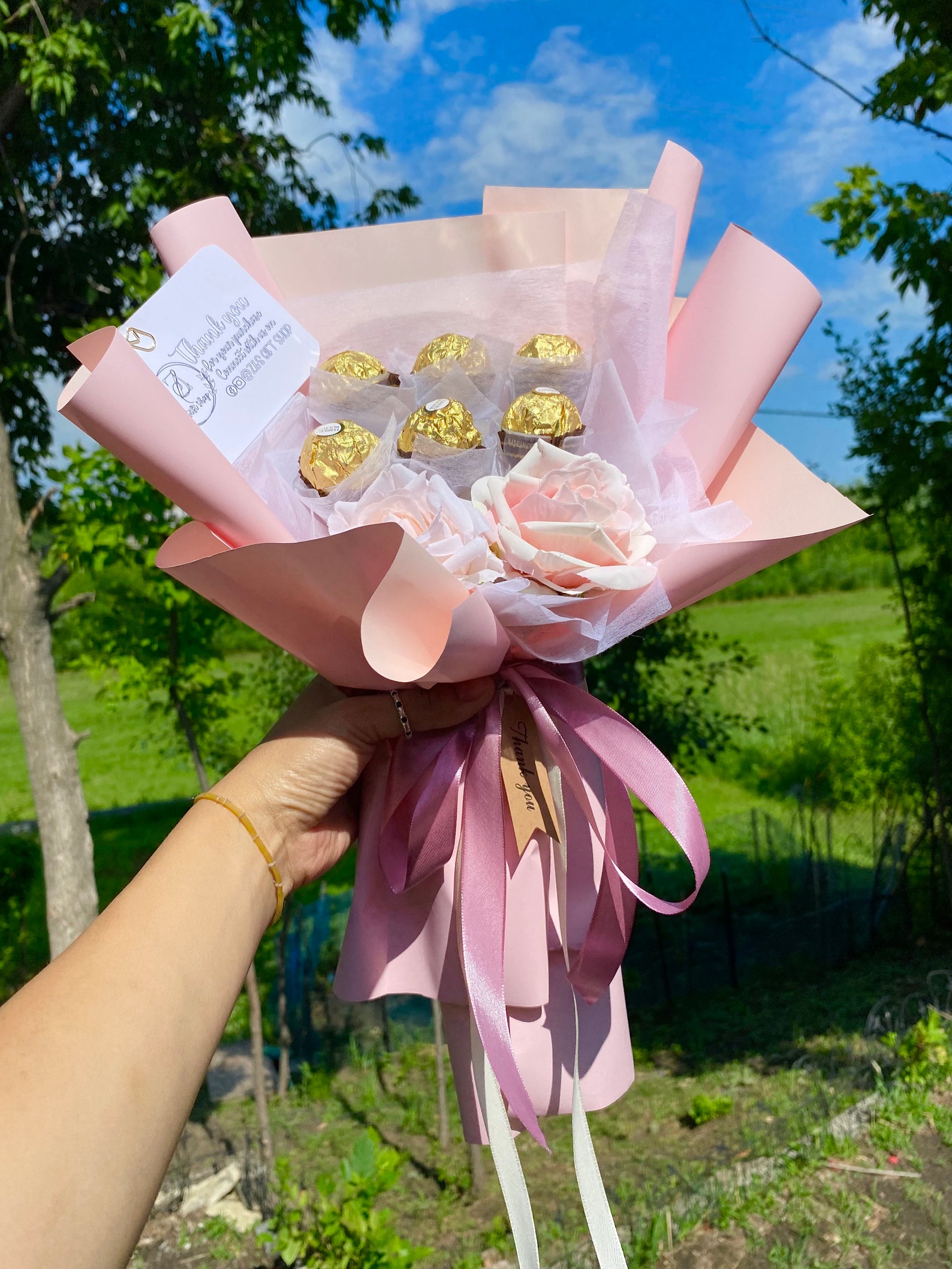 Ferraro Rocher Chocolate Bouquet Chocolate Gift Pink Rosé - Etsy