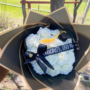 Personalize Pink Rose Graduation Flower Bouquet Graduation Gift - Etsy