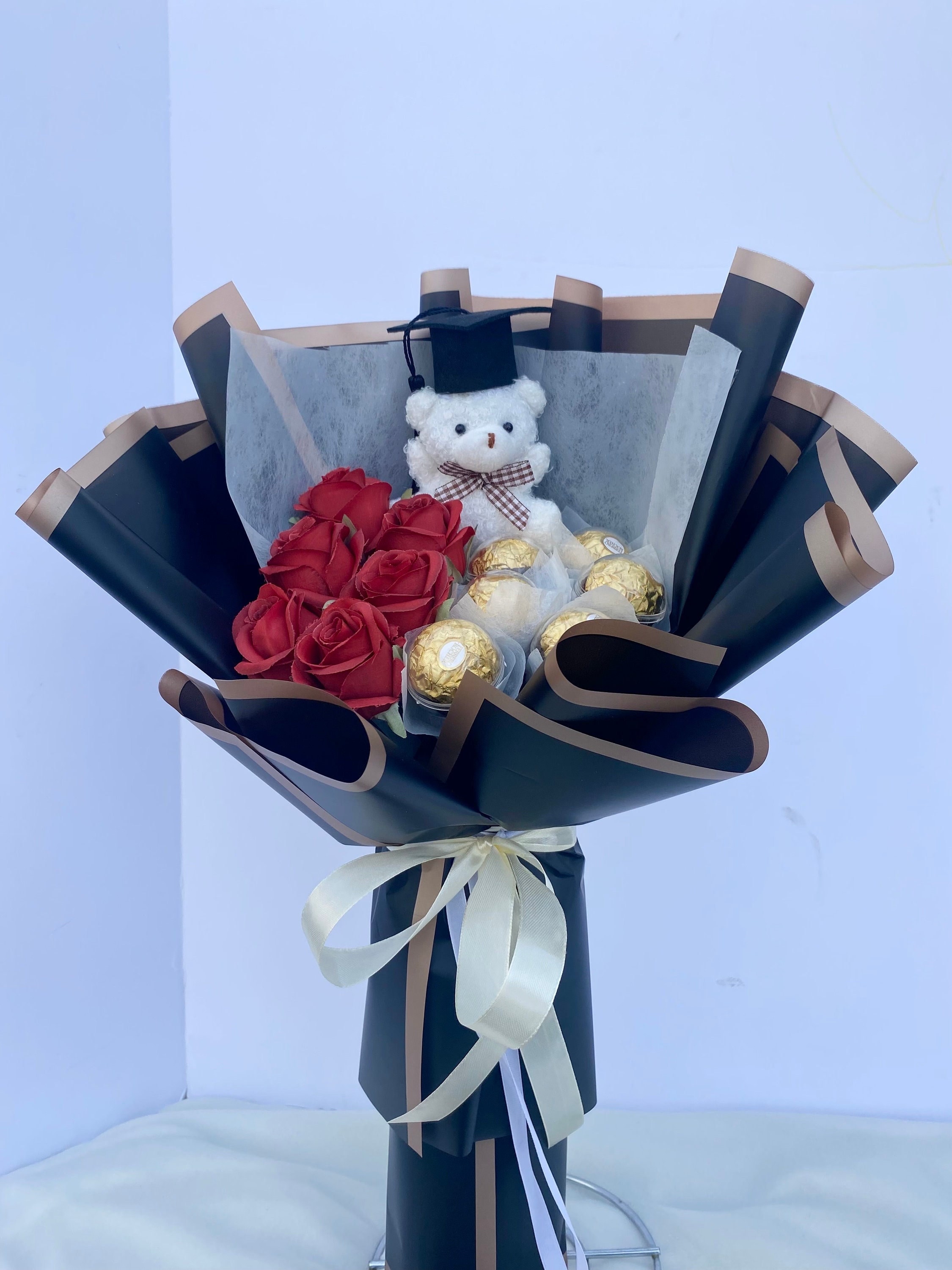 Graduation Bear Bouquet Graduation Flower Bouquet for Guy Graduation ...